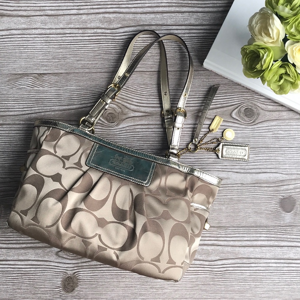 Coach Signature Collection Khaki & Gold Tote - Gem